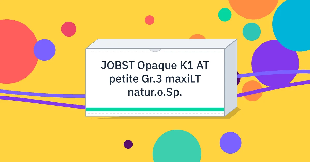 Symbolbild: Packung mit der Aufschrift JOBST Opaque K1 AT petite Gr.3 maxiLT natur.o.Sp. (PZN 13103256) – Verfügbarkeit und Bezug in Apotheken in Frankfurt am Main