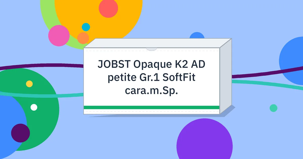 Symbolbild: Packung mit der Aufschrift JOBST Opaque K2 AD petite Gr.1 SoftFit cara.m.Sp. (PZN 11250444) – Verfügbarkeit und Bezug in Apotheken in Frankfurt am Main