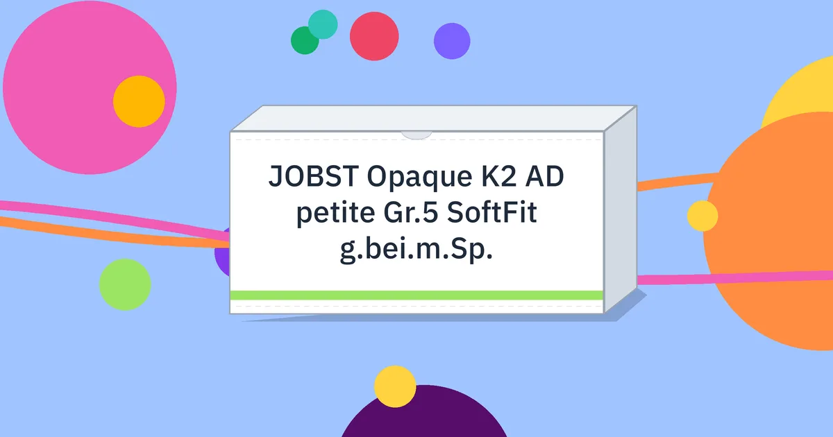 Symbolbild: Packung mit der Aufschrift JOBST Opaque K2 AD petite Gr.5 SoftFit g.bei.m.Sp. (PZN 16278795) – Verfügbarkeit und Bezug in Apotheken in Frankfurt am Main