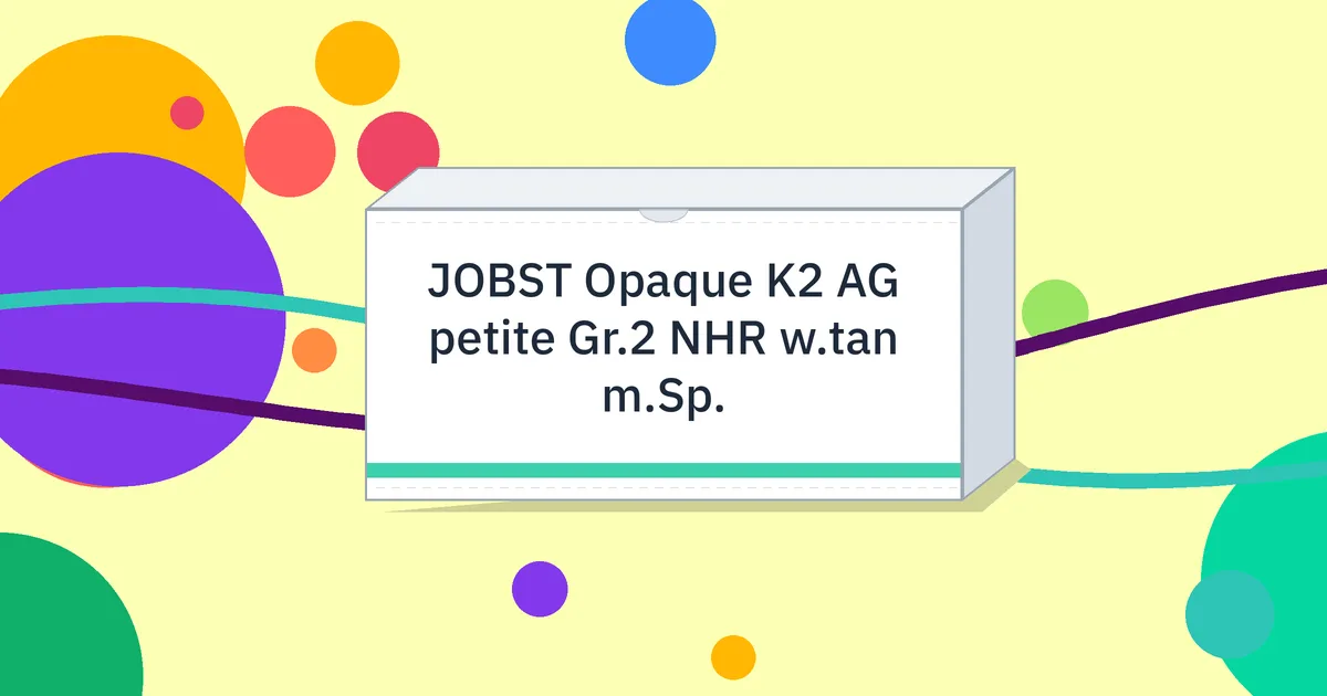 Symbolbild: Packung mit der Aufschrift JOBST Opaque K2 AG petite Gr.2 NHR w.tan m.Sp. (PZN 16284979) – Verfügbarkeit und Bezug in Apotheken in Frankfurt am Main