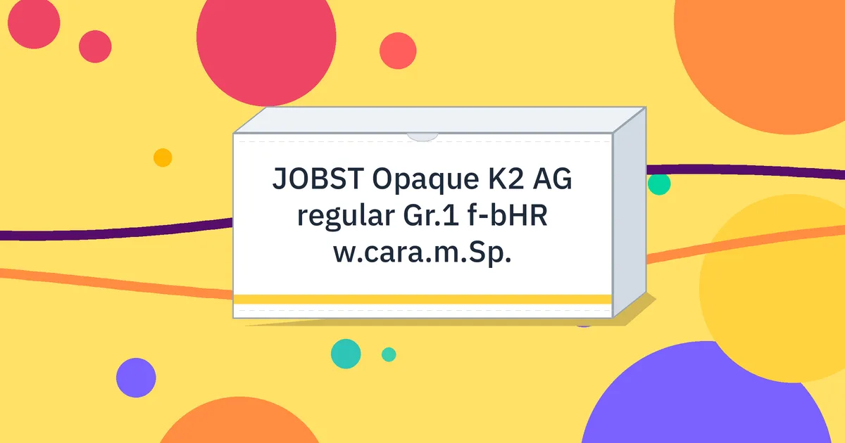 Symbolbild: Packung mit der Aufschrift JOBST Opaque K2 AG regular Gr.1 f-bHR w.cara.m.Sp. (PZN 11253017) – Verfügbarkeit und Bezug in Apotheken in Frankfurt am Main