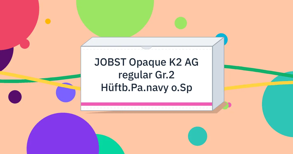 Symbolbild: Packung mit der Aufschrift JOBST Opaque K2 AG regular Gr.2 Hüftb.Pa.navy o.Sp (PZN 13116885) – Verfügbarkeit und Bezug in Apotheken in Frankfurt am Main