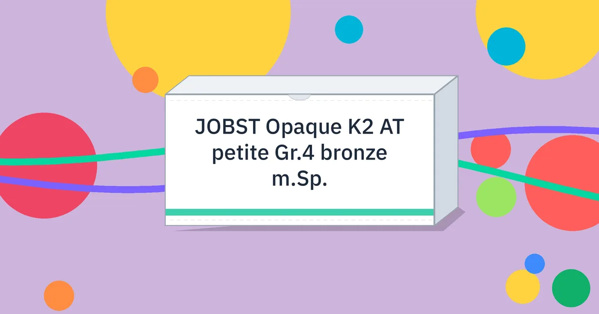 Symbolbild: Packung mit der Aufschrift JOBST Opaque K2 AT petite Gr.4 bronze m.Sp. (PZN 13119406) – Verfügbarkeit und Bezug in Apotheken in Frankfurt am Main