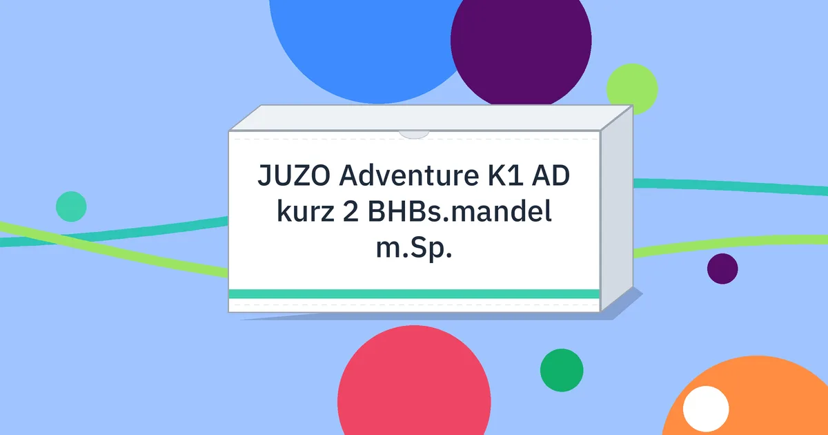 Symbolbild: Packung mit der Aufschrift JUZO Adventure K1 AD kurz 2 BHBs.mandel m.Sp. (PZN 15496219) – Verfügbarkeit und Bezug in Apotheken in Frankfurt am Main