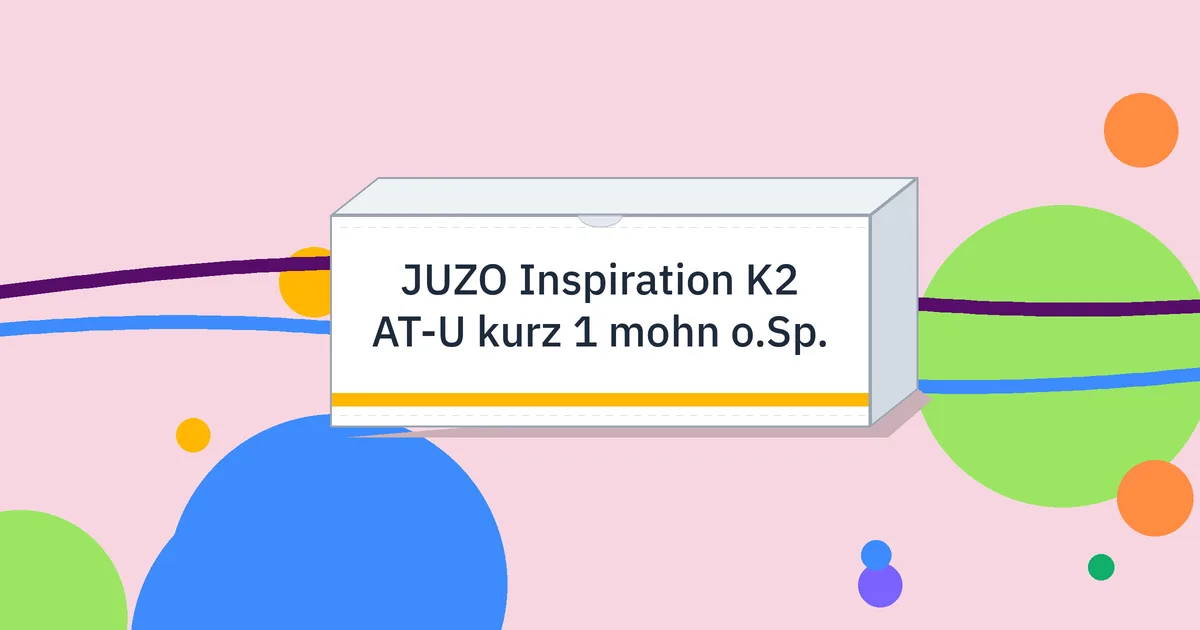 Symbolbild: Packung mit der Aufschrift JUZO Inspiration K2 AT-U kurz 1 mohn o.Sp. (PZN 14928616) – Verfügbarkeit und Bezug in Apotheken in Frankfurt am Main