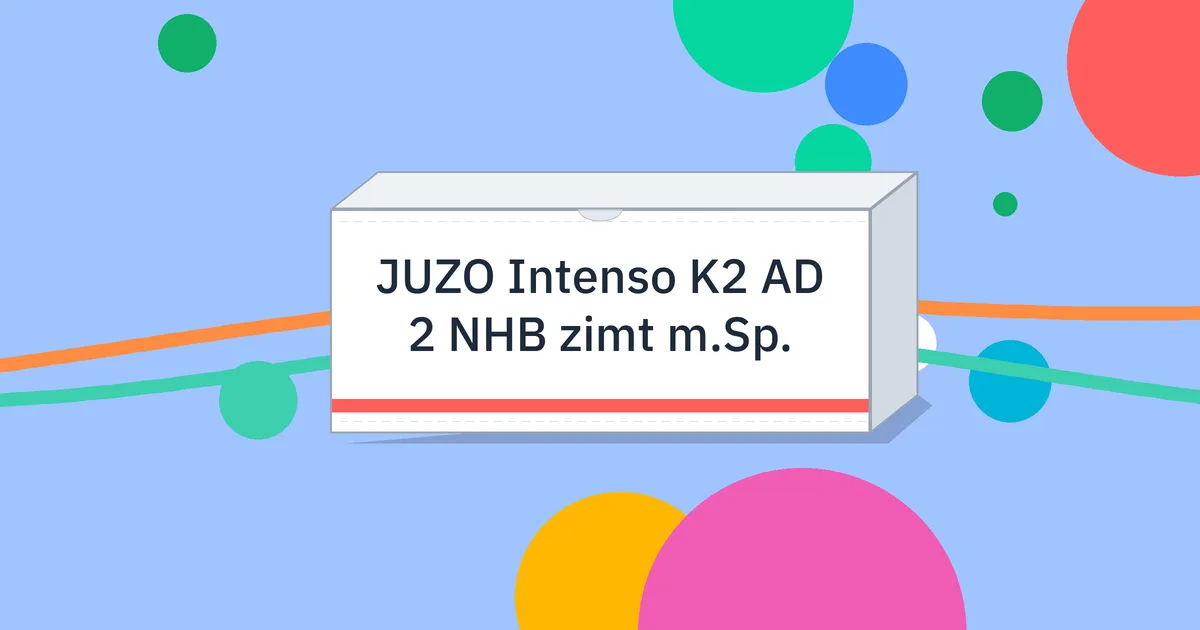 Symbolbild: Packung mit der Aufschrift JUZO Intenso K2 AD 2 NHB zimt m.Sp. (PZN 18609687) – Verfügbarkeit und Bezug in Apotheken in Frankfurt am Main