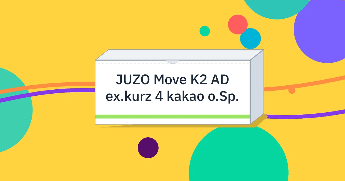Symbolbild: Packung mit der Aufschrift JUZO Move K2 AD ex.kurz 4 kakao o.Sp. (PZN 18542322) – Verfügbarkeit und Bezug in Apotheken in Frankfurt am Main
