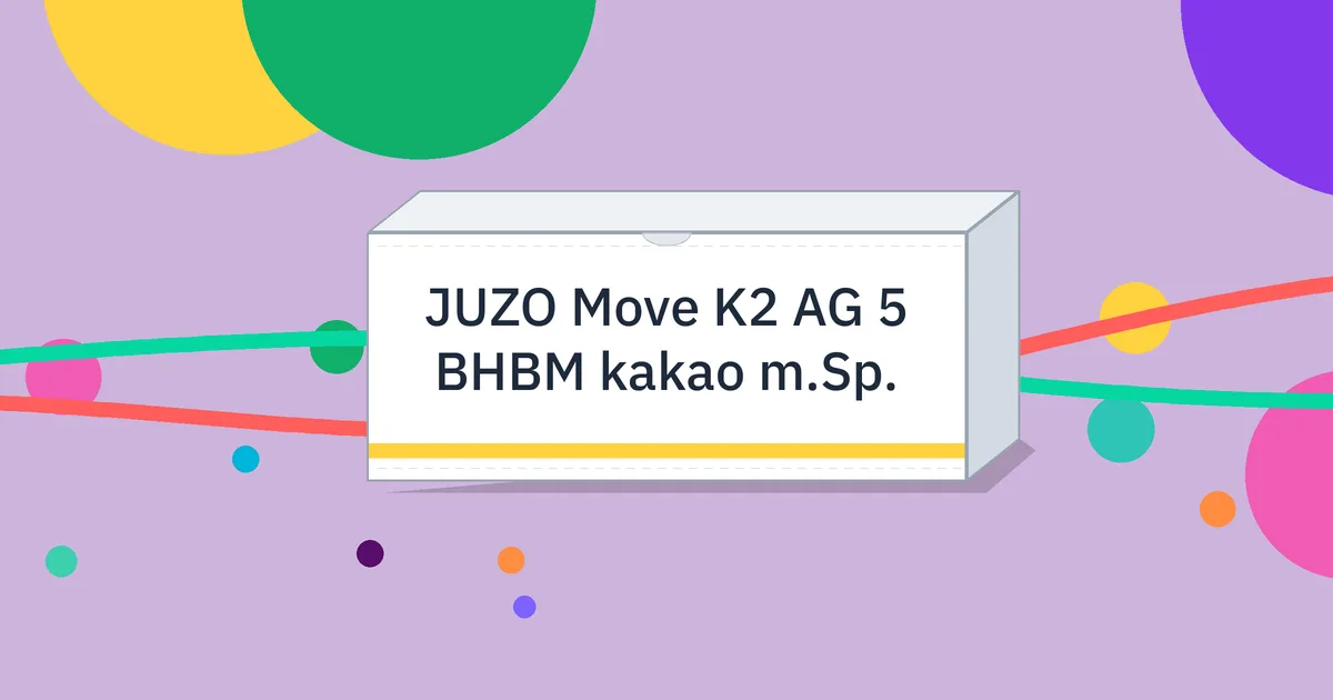 Symbolbild: Packung mit der Aufschrift JUZO Move K2 AG 5 BHBM kakao m.Sp. (PZN 18556382) – Verfügbarkeit und Bezug in Apotheken in Frankfurt am Main