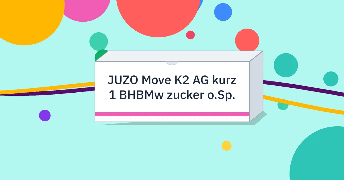 Symbolbild: Packung mit der Aufschrift JUZO Move K2 AG kurz 1 BHBMw zucker o.Sp. (PZN 18530678) – Verfügbarkeit und Bezug in Apotheken in Frankfurt am Main