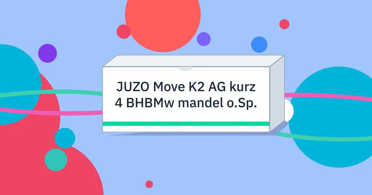 Symbolbild: Packung mit der Aufschrift JUZO Move K2 AG kurz 4 BHBMw mandel o.Sp. (PZN 16649530) – Verfügbarkeit und Bezug in Apotheken in Frankfurt am Main