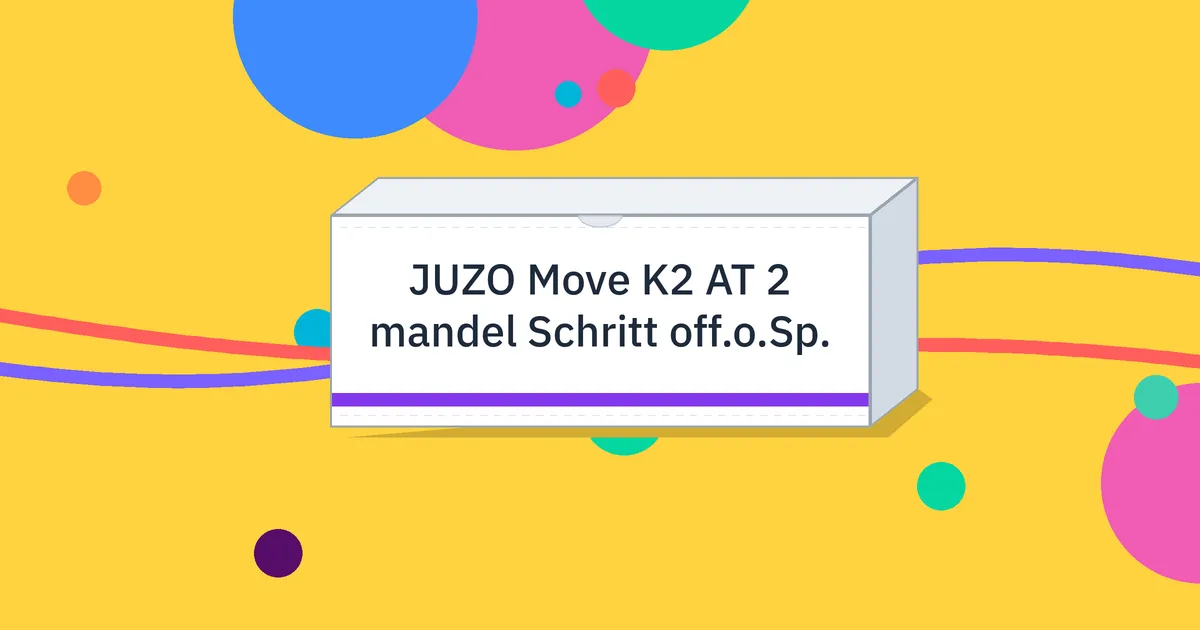 Symbolbild: Packung mit der Aufschrift JUZO Move K2 AT 2 mandel Schritt off.o.Sp. (PZN 20669857) – Verfügbarkeit und Bezug in Apotheken in Frankfurt am Main