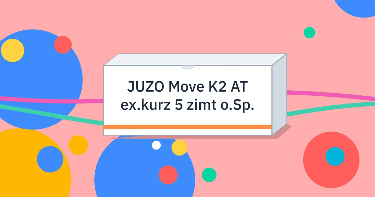 Symbolbild: Packung mit der Aufschrift JUZO Move K2 AT ex.kurz 5 zimt o.Sp. (PZN 20672233) – Verfügbarkeit und Bezug in Apotheken in Frankfurt am Main