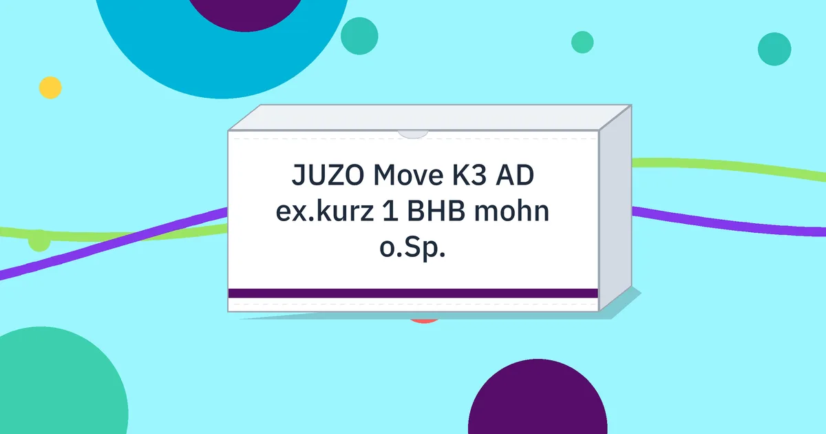 Symbolbild: Packung mit der Aufschrift JUZO Move K3 AD ex.kurz 1 BHB mohn o.Sp. (PZN 18574291) – Verfügbarkeit und Bezug in Apotheken in Frankfurt am Main