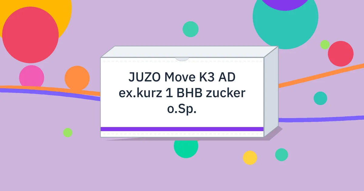 Symbolbild: Packung mit der Aufschrift JUZO Move K3 AD ex.kurz 1 BHB zucker o.Sp. (PZN 18570241) – Verfügbarkeit und Bezug in Apotheken in Frankfurt am Main