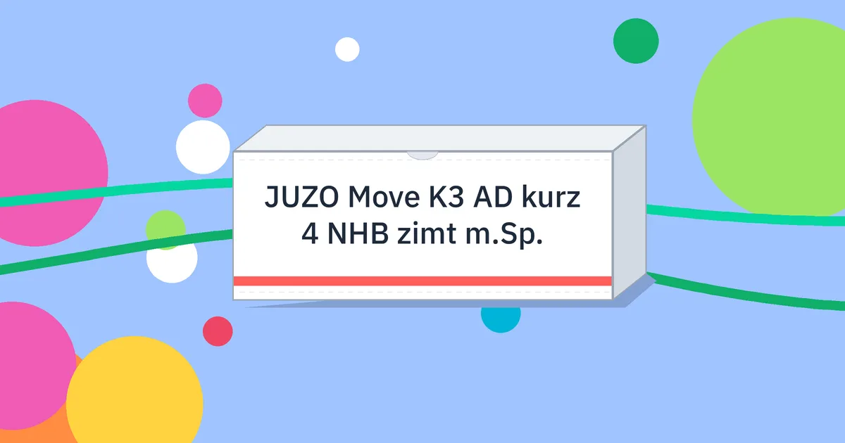 Symbolbild: Packung mit der Aufschrift JUZO Move K3 AD kurz 4 NHB zimt m.Sp. (PZN 18568178) – Verfügbarkeit und Bezug in Apotheken in Frankfurt am Main