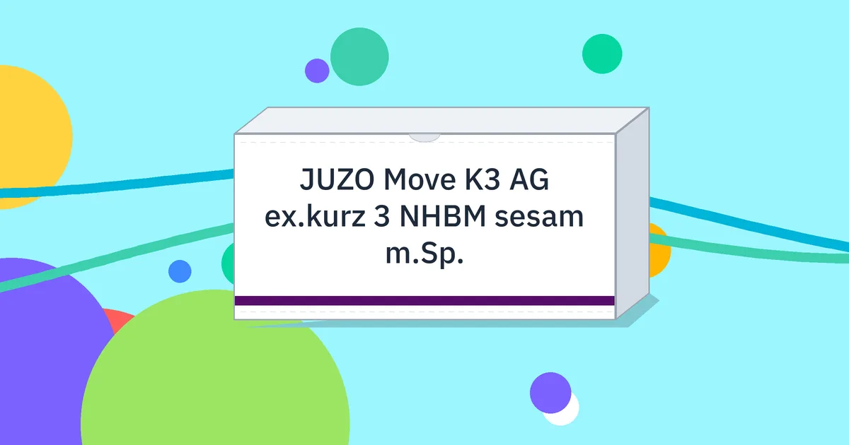Symbolbild: Packung mit der Aufschrift JUZO Move K3 AG ex.kurz 3 NHBM sesam m.Sp. (PZN 18582712) – Verfügbarkeit und Bezug in Apotheken in Frankfurt am Main