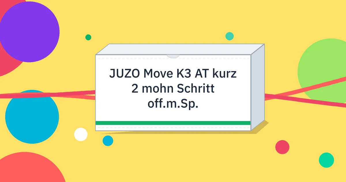 Symbolbild: Packung mit der Aufschrift JUZO Move K3 AT kurz 2 mohn Schritt off.m.Sp. (PZN 20683834) – Verfügbarkeit und Bezug in Apotheken in Frankfurt am Main