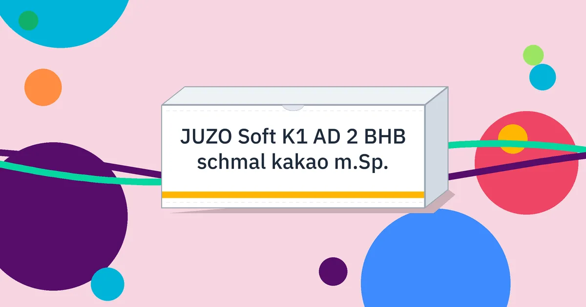 Symbolbild: Packung mit der Aufschrift JUZO Soft K1 AD 2 BHB schmal kakao m.Sp. (PZN 15461333) – Verfügbarkeit und Bezug in Apotheken in Frankfurt am Main