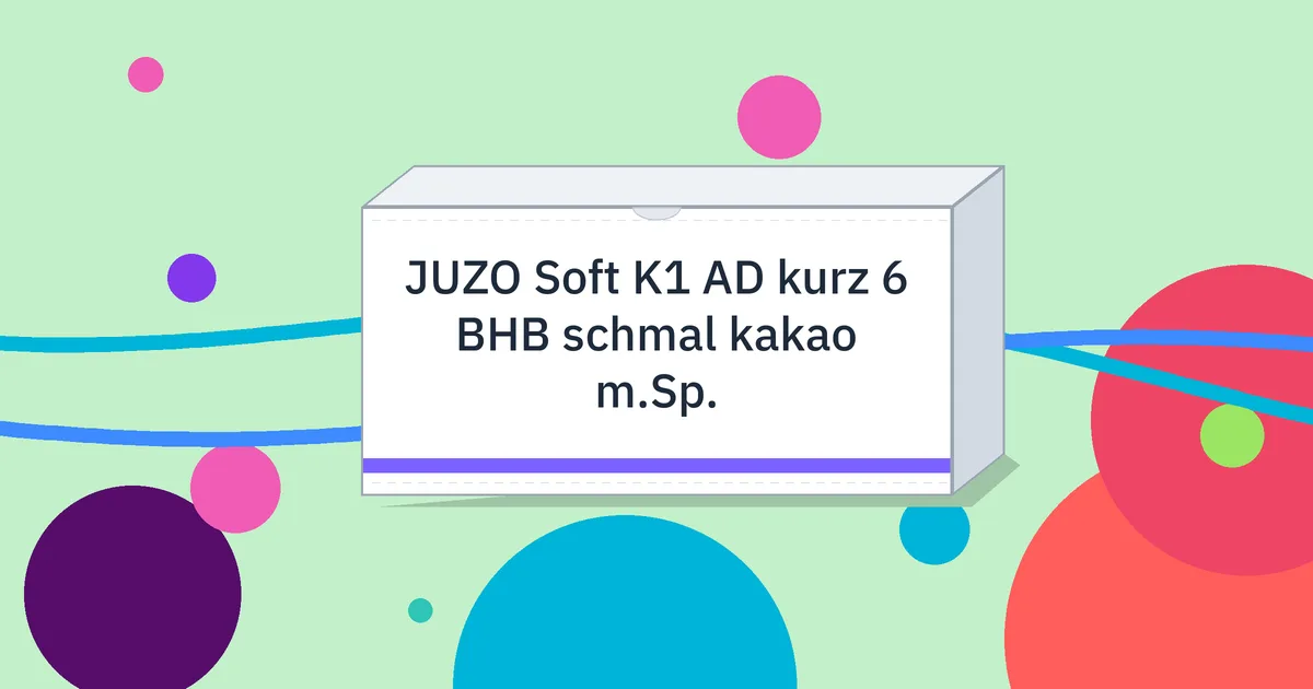 Symbolbild: Packung mit der Aufschrift JUZO Soft K1 AD kurz 6 BHB schmal kakao m.Sp. (PZN 15462048) – Verfügbarkeit und Bezug in Apotheken in Frankfurt am Main