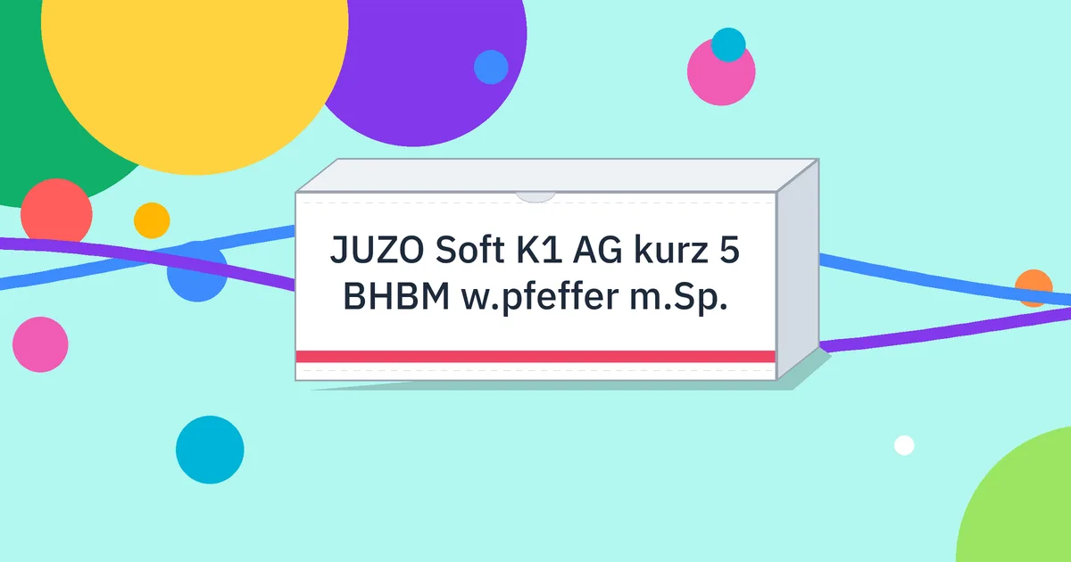 Symbolbild: Packung mit der Aufschrift JUZO Soft K1 AG kurz 5 BHBM w.pfeffer m.Sp. (PZN 14863377) – Verfügbarkeit und Bezug in Apotheken in Frankfurt am Main