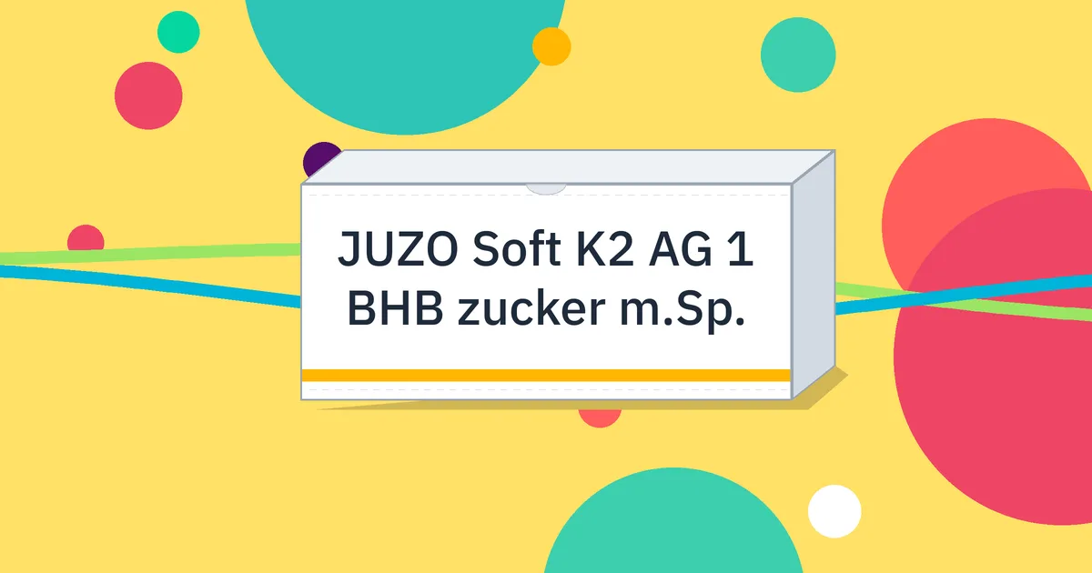 Symbolbild: Packung mit der Aufschrift JUZO Soft K2 AG 1 BHB zucker m.Sp. (PZN 14824549) – Verfügbarkeit und Bezug in Apotheken in Frankfurt am Main