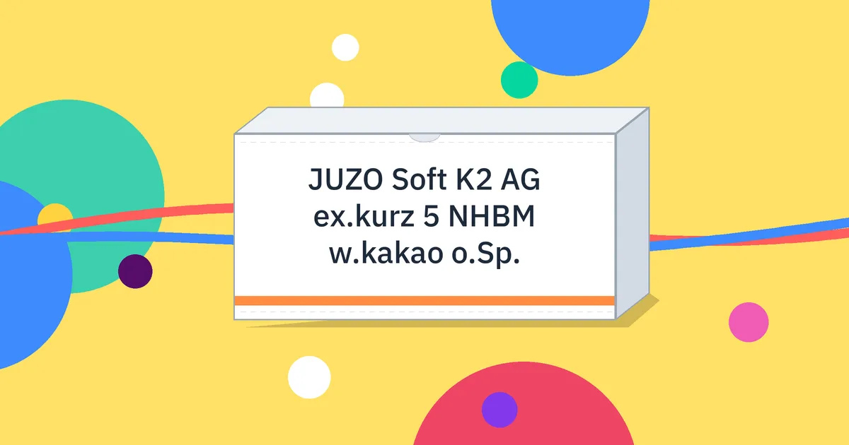 Symbolbild: Packung mit der Aufschrift JUZO Soft K2 AG ex.kurz 5 NHBM w.kakao o.Sp. (PZN 15022556) – Verfügbarkeit und Bezug in Apotheken in Frankfurt am Main