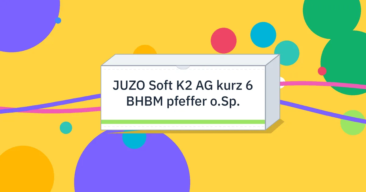 Symbolbild: Packung mit der Aufschrift JUZO Soft K2 AG kurz 6 BHBM pfeffer o.Sp. (PZN 14861421) – Verfügbarkeit und Bezug in Apotheken in Frankfurt am Main