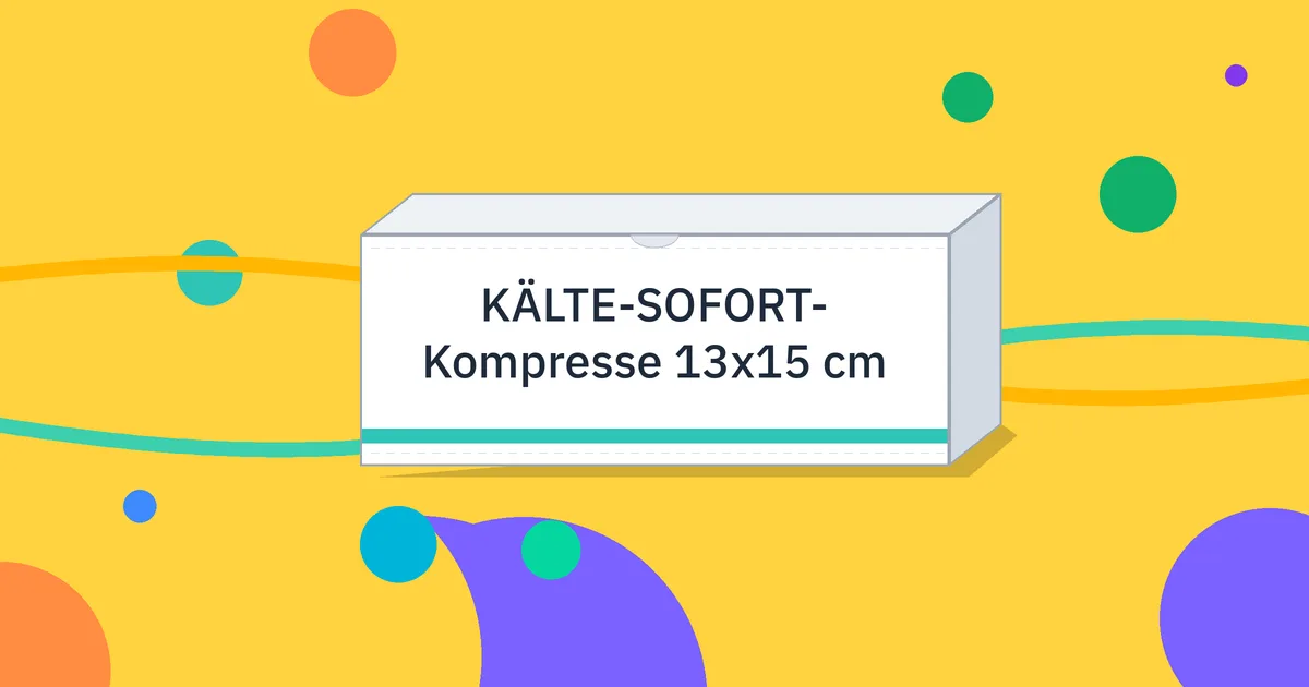 Symbolbild: Packung mit der Aufschrift KÄLTE-SOFORT-Kompresse 13x15 cm (PZN 15249627) – Verfügbarkeit und Bezug in Apotheken in Frankfurt am Main