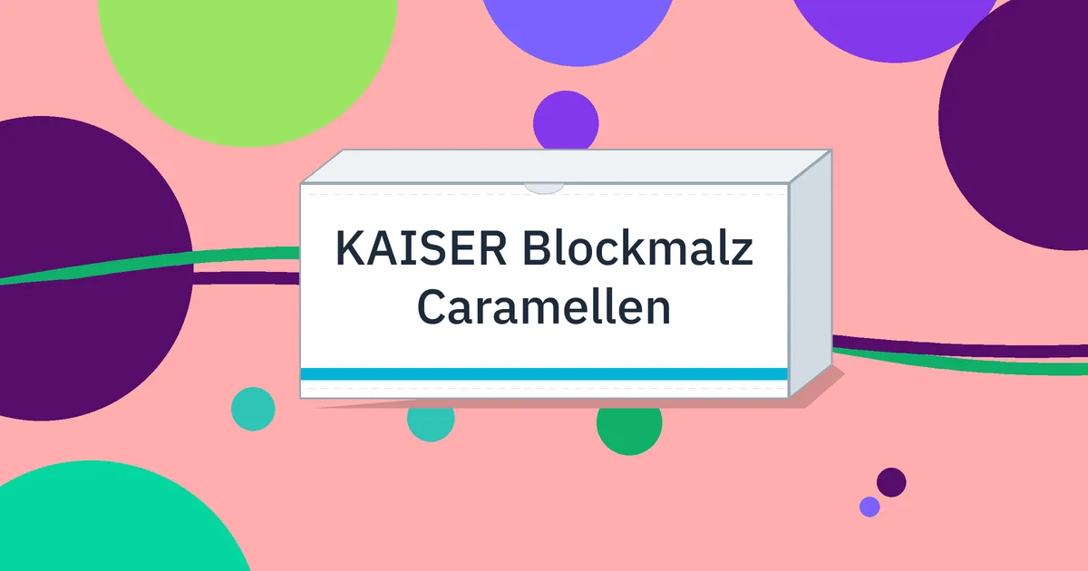 Symbolbild: Packung mit der Aufschrift KAISER Blockmalz Caramellen (PZN 18242519) – Verfügbarkeit und Bezug in Apotheken in Frankfurt am Main