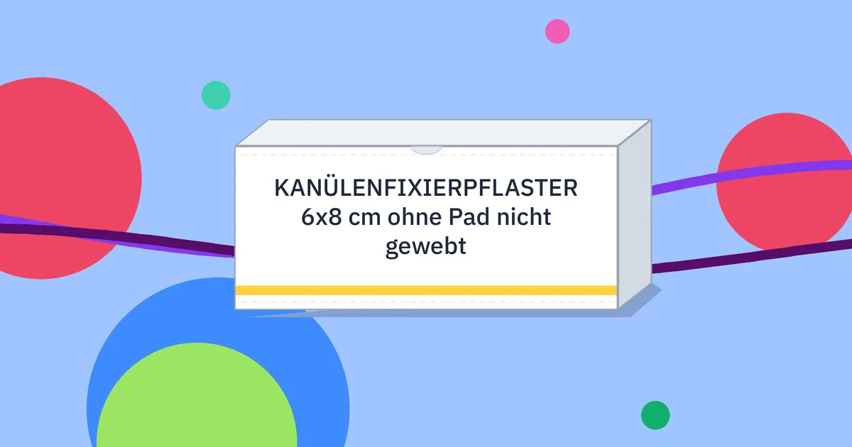 Symbolbild: Packung mit der Aufschrift KANÜLENFIXIERPFLASTER 6x8 cm ohne Pad nicht gewebt (PZN 10539421) – Verfügbarkeit und Bezug in Apotheken in Frankfurt am Main