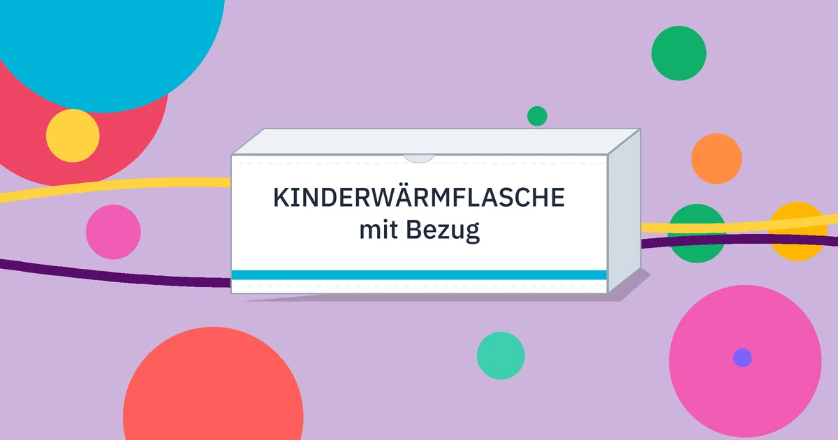 Symbolbild: Packung mit der Aufschrift KINDERWÄRMFLASCHE mit Bezug (PZN 10077127) – Verfügbarkeit und Bezug in Apotheken in Frankfurt am Main