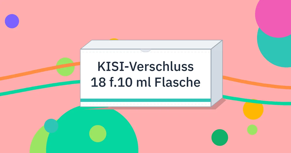 Symbolbild: Packung mit der Aufschrift KISI-Verschluss 18 f.10 ml Flasche (PZN 20649091) – Verfügbarkeit und Bezug in Apotheken in Frankfurt am Main