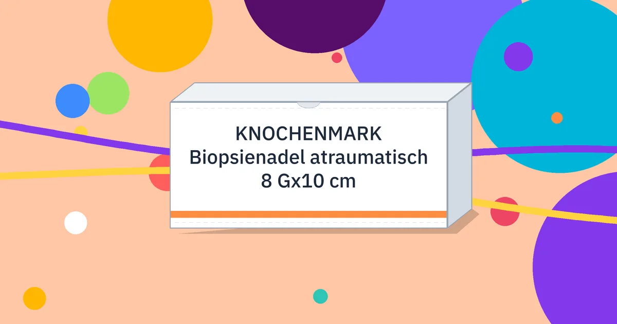 Symbolbild: Packung mit der Aufschrift KNOCHENMARK Biopsienadel atraumatisch 8 Gx10 cm (PZN 00290564) – Verfügbarkeit und Bezug in Apotheken in Frankfurt am Main