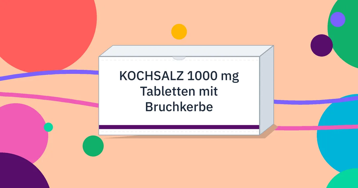 Symbolbild: Packung mit der Aufschrift KOCHSALZ 1000 mg Tabletten mit Bruchkerbe (PZN 18047427) – Verfügbarkeit und Bezug in Apotheken in Frankfurt am Main