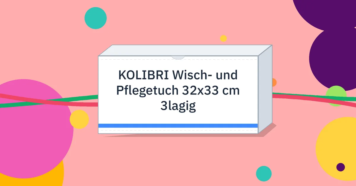 Symbolbild: Packung mit der Aufschrift KOLIBRI Wisch- und Pflegetuch 32x33 cm 3lagig (PZN 10417617) – Verfügbarkeit und Bezug in Apotheken in Frankfurt am Main