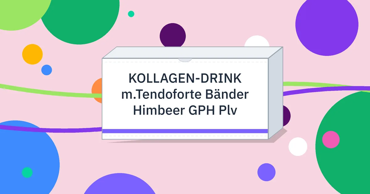 Symbolbild: Packung mit der Aufschrift KOLLAGEN-DRINK m.Tendoforte Bänder Himbeer GPH Plv (PZN 20808158) – Verfügbarkeit und Bezug in Apotheken in Frankfurt am Main