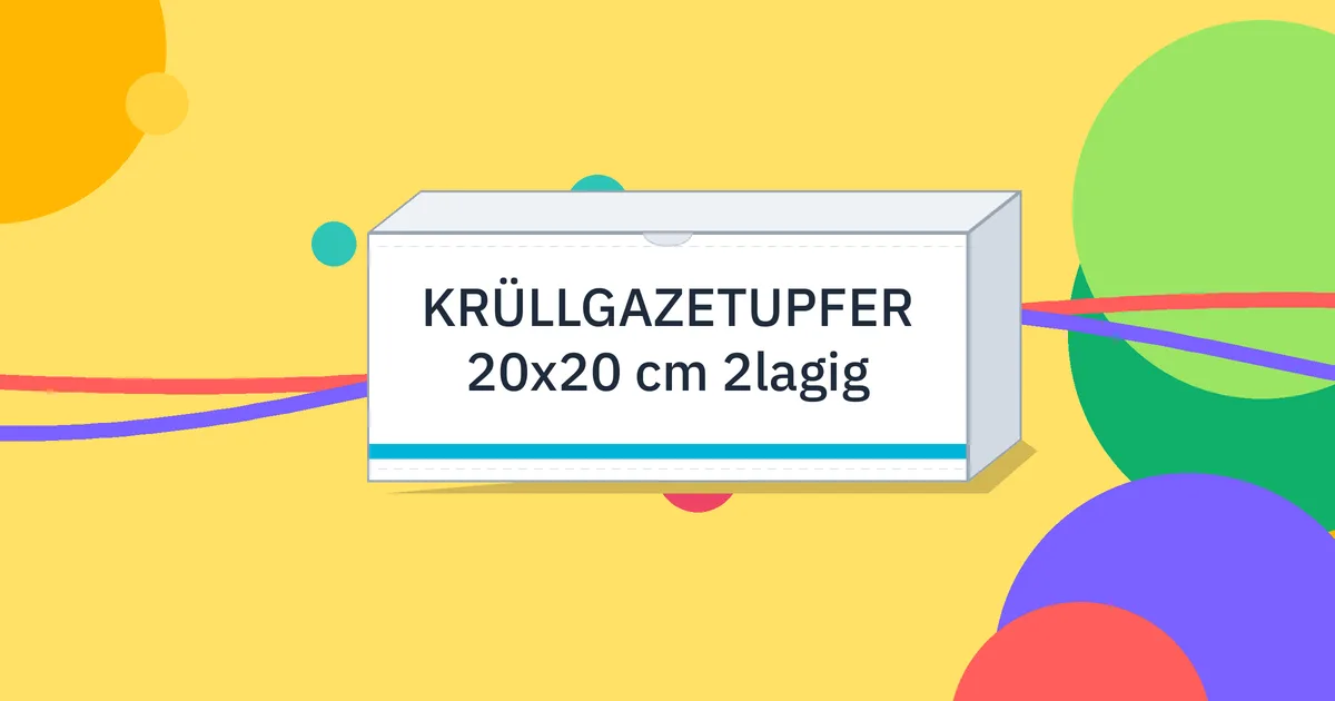 Symbolbild: Packung mit der Aufschrift KRÜLLGAZETUPFER 20x20 cm 2lagig (PZN 00551013) – Verfügbarkeit und Bezug in Apotheken in Frankfurt am Main