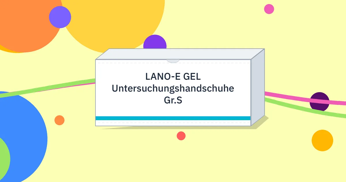 Symbolbild: Packung mit der Aufschrift LANO-E GEL Untersuchungshandschuhe Gr.S (PZN 04010662) – Verfügbarkeit und Bezug in Apotheken in Frankfurt am Main