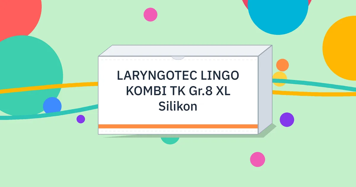 Symbolbild: Packung mit der Aufschrift LARYNGOTEC LINGO KOMBI TK Gr.8 XL Silikon (PZN 08434614) – Verfügbarkeit und Bezug in Apotheken in Frankfurt am Main