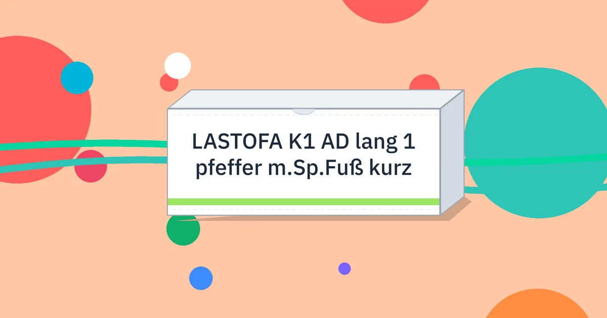 Symbolbild: Packung mit der Aufschrift LASTOFA K1 AD lang 1 pfeffer m.Sp.Fuß kurz (PZN 13786462) – Verfügbarkeit und Bezug in Apotheken in Frankfurt am Main