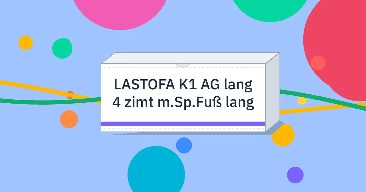 Symbolbild: Packung mit der Aufschrift LASTOFA K1 AG lang 4 zimt m.Sp.Fuß lang (PZN 13791925) – Verfügbarkeit und Bezug in Apotheken in Frankfurt am Main