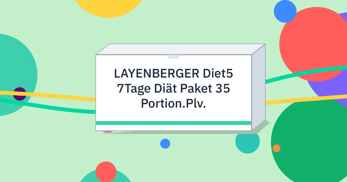 Symbolbild: Packung mit der Aufschrift LAYENBERGER Diet5 7Tage Diät Paket 35 Portion.Plv. (PZN 18720692) – Verfügbarkeit und Bezug in Apotheken in Frankfurt am Main