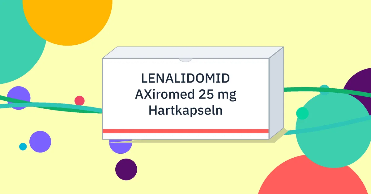 Symbolbild: Packung mit der Aufschrift LENALIDOMID AXiromed 25 mg Hartkapseln (PZN 18488901) – Verfügbarkeit und Bezug in Apotheken in Frankfurt am Main