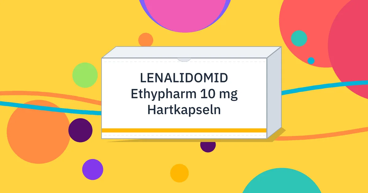 Symbolbild: Packung mit der Aufschrift LENALIDOMID Ethypharm 10 mg Hartkapseln (PZN 17629707) – Verfügbarkeit und Bezug in Apotheken in Frankfurt am Main