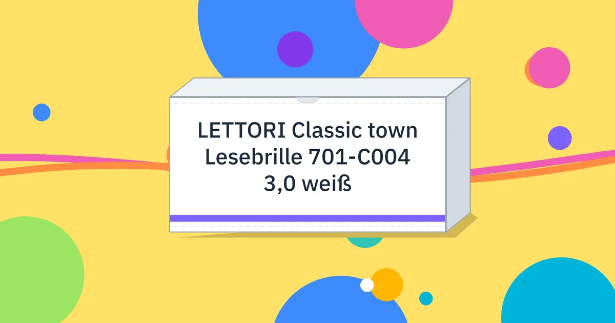 Symbolbild: Packung mit der Aufschrift LETTORI Classic town Lesebrille 701-C004 3,0 weiß (PZN 11118147) – Verfügbarkeit und Bezug in Apotheken in Frankfurt am Main