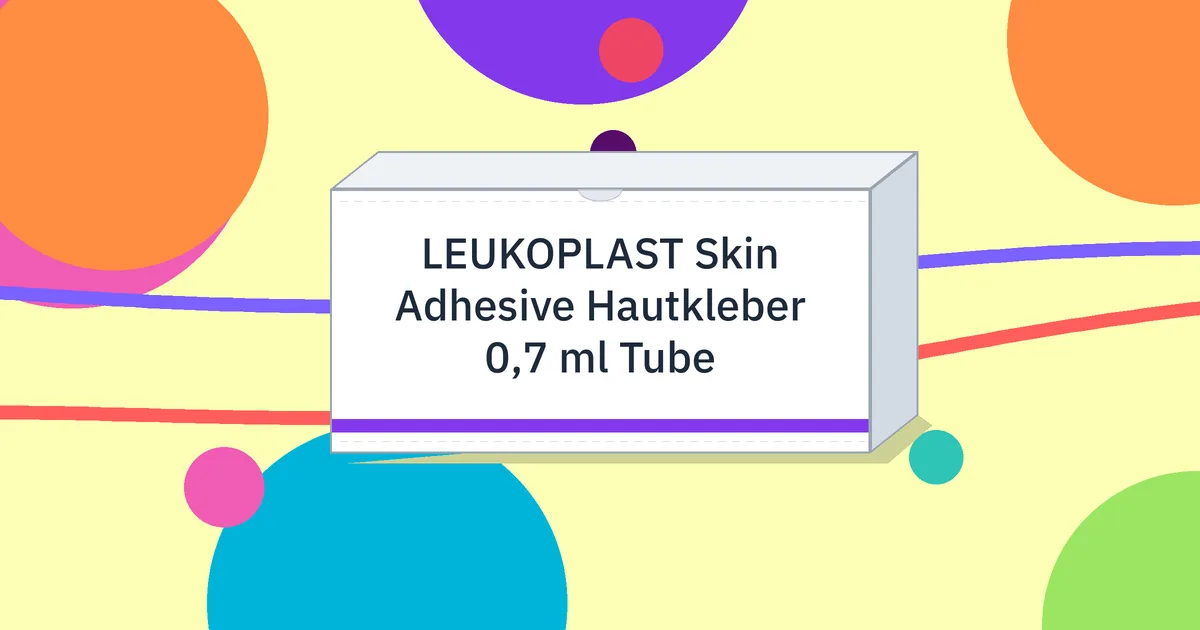 Symbolbild: Packung mit der Aufschrift LEUKOPLAST Skin Adhesive Hautkleber 0,7 ml Tube (PZN 18240012) – Verfügbarkeit und Bezug in Apotheken in Frankfurt am Main