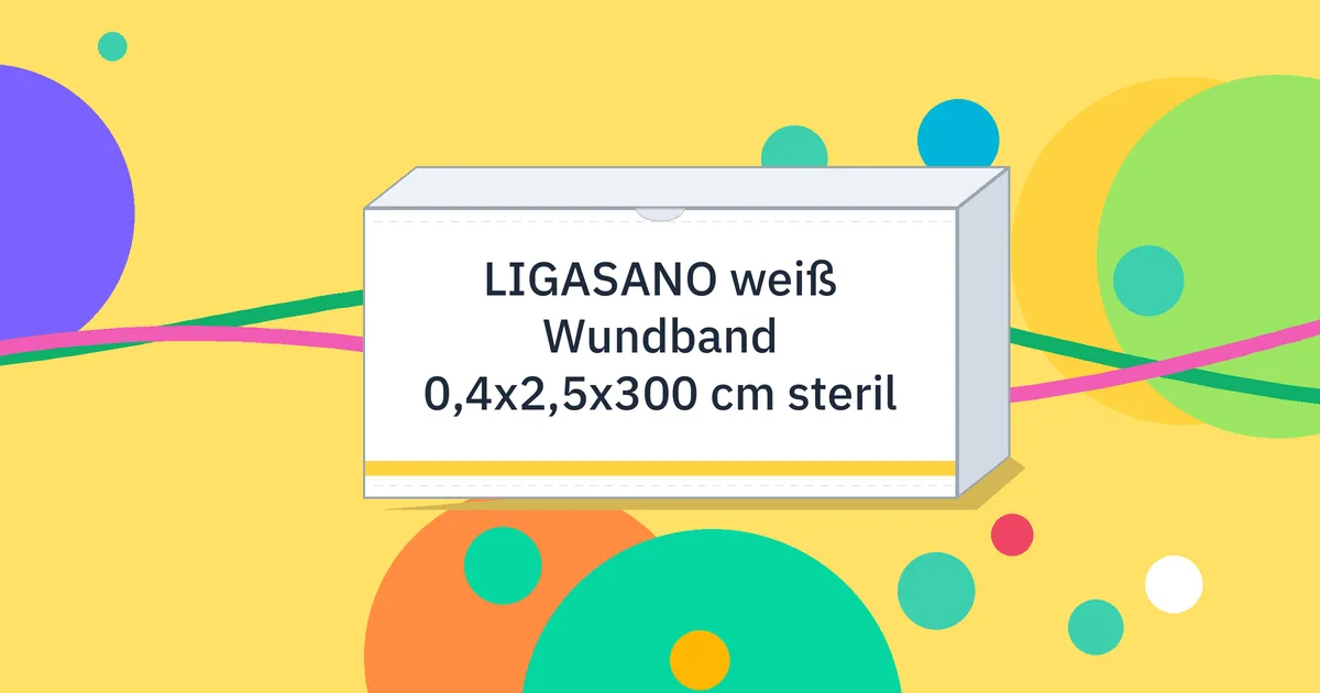 Symbolbild: Packung mit der Aufschrift LIGASANO weiß Wundband 0,4x2,5x300 cm steril (PZN 20172192) – Verfügbarkeit und Bezug in Apotheken in Frankfurt am Main