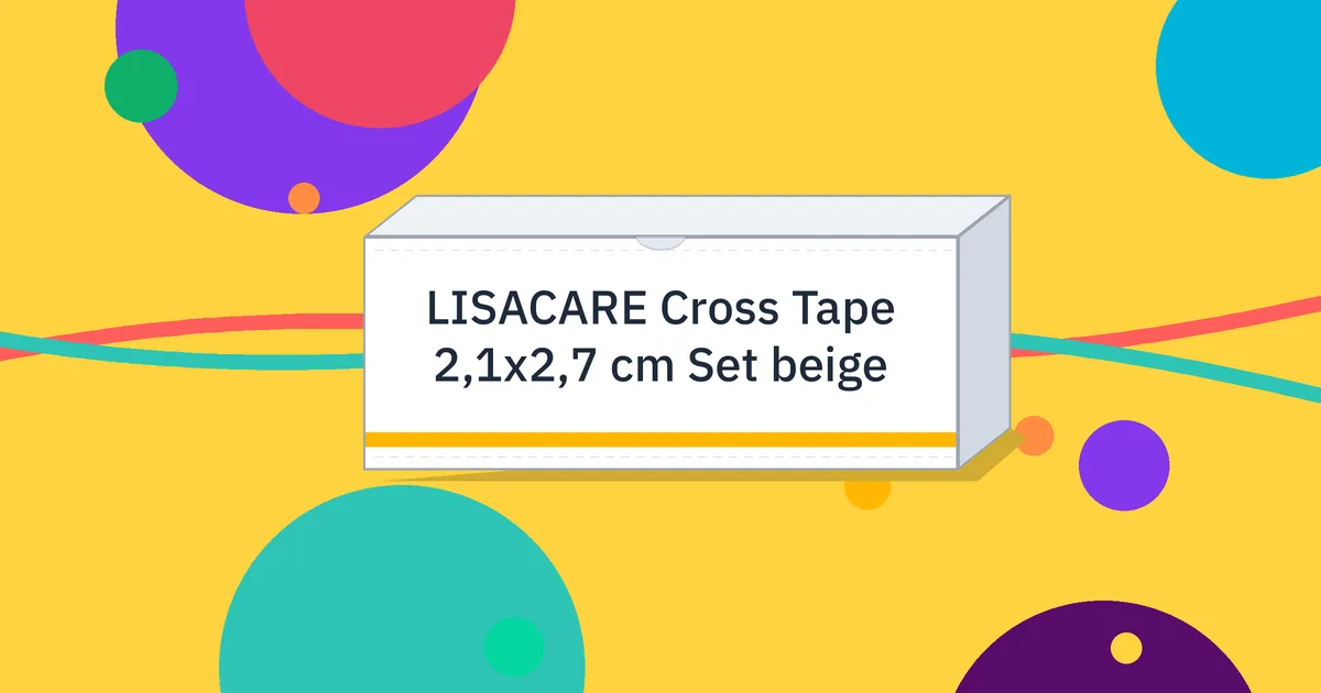 Symbolbild: Packung mit der Aufschrift LISACARE Cross Tape 2,1x2,7 cm Set beige (PZN 18325174) – Verfügbarkeit und Bezug in Apotheken in Frankfurt am Main