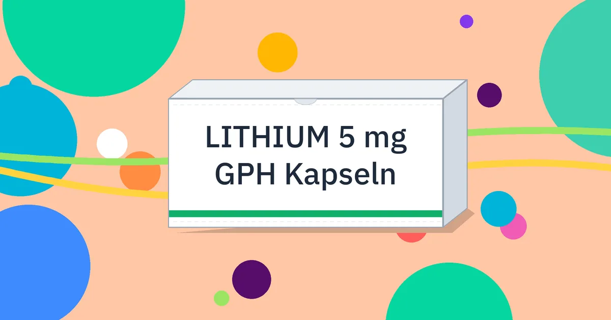 Symbolbild: Packung mit der Aufschrift LITHIUM 5 mg GPH Kapseln (PZN 20167222) – Verfügbarkeit und Bezug in Apotheken in Frankfurt am Main