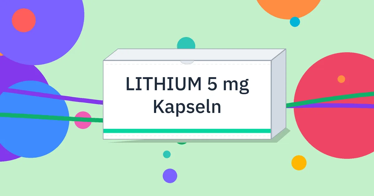Symbolbild: Packung mit der Aufschrift LITHIUM 5 mg Kapseln (PZN 20349360) – Verfügbarkeit und Bezug in Apotheken in Frankfurt am Main